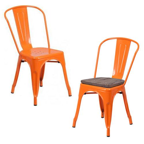 PHOENIX ORANGE METAL CHAIR WOOD SEAT OPTION